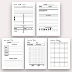 Social Media Planner Printable Facebook Tracker Instagram Planner ...