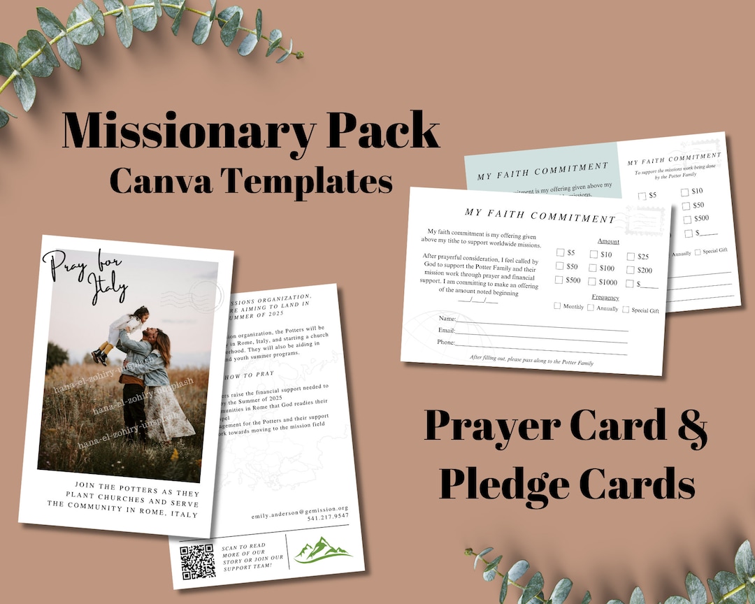 Missionary Printable Pack | Support Card & Pledge Card Templates | 4x6 ...