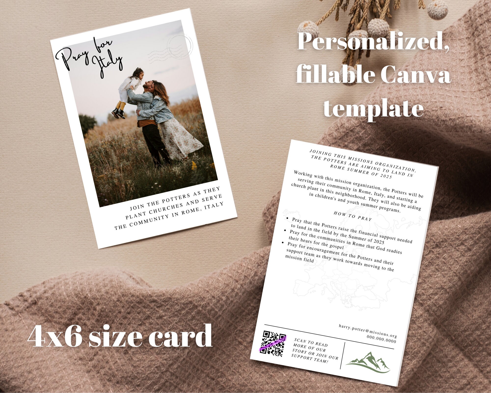 Missionary Support Card Template | 4x6 Prayer Card Template | Canva ...
