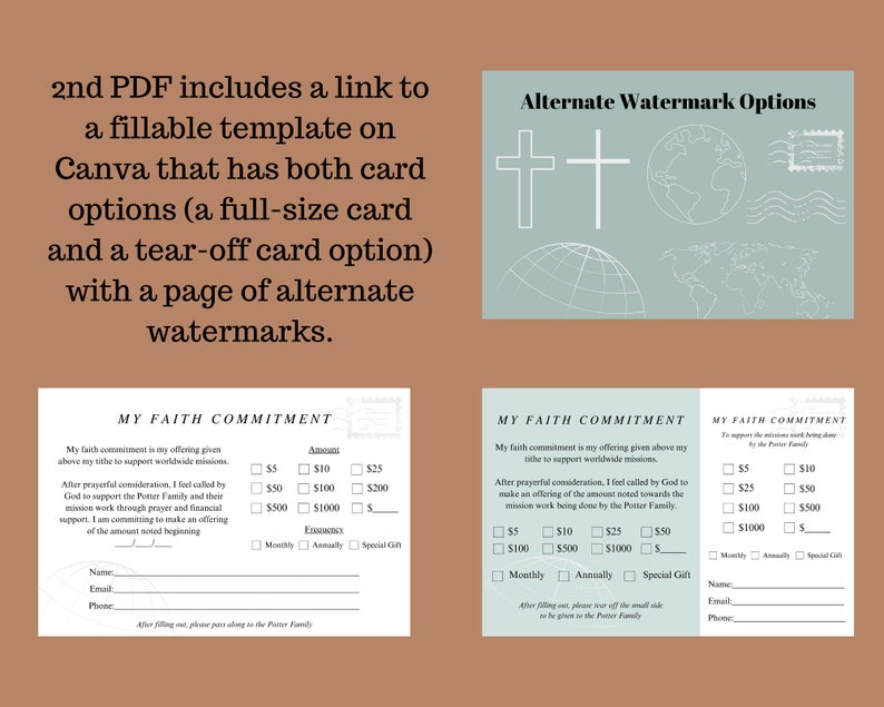 Missionary Printable Pack | Support Card & Pledge Card Templates | 4x6 ...