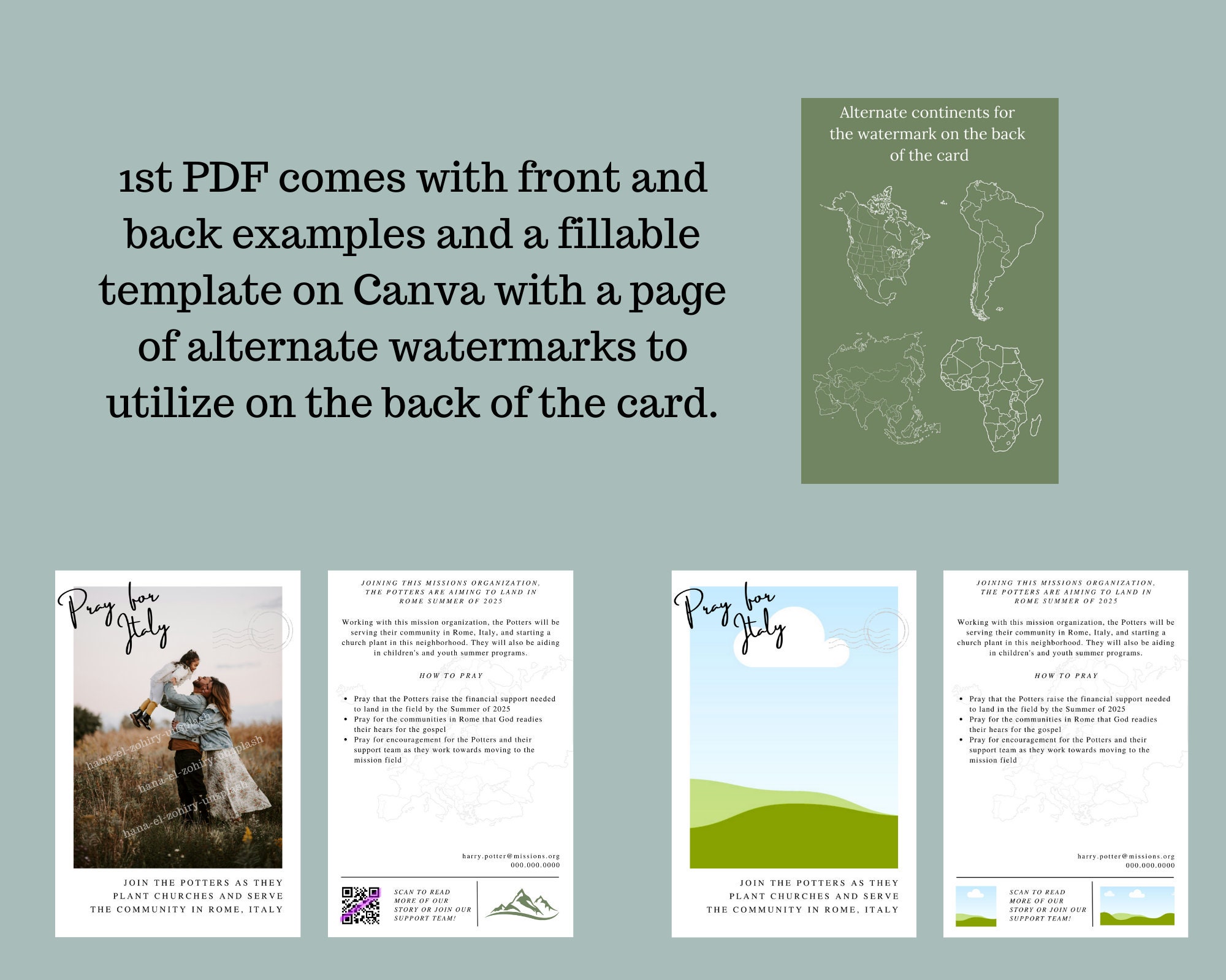 Missionary Printable Pack | Support Card & Pledge Card Templates | 4x6 ...