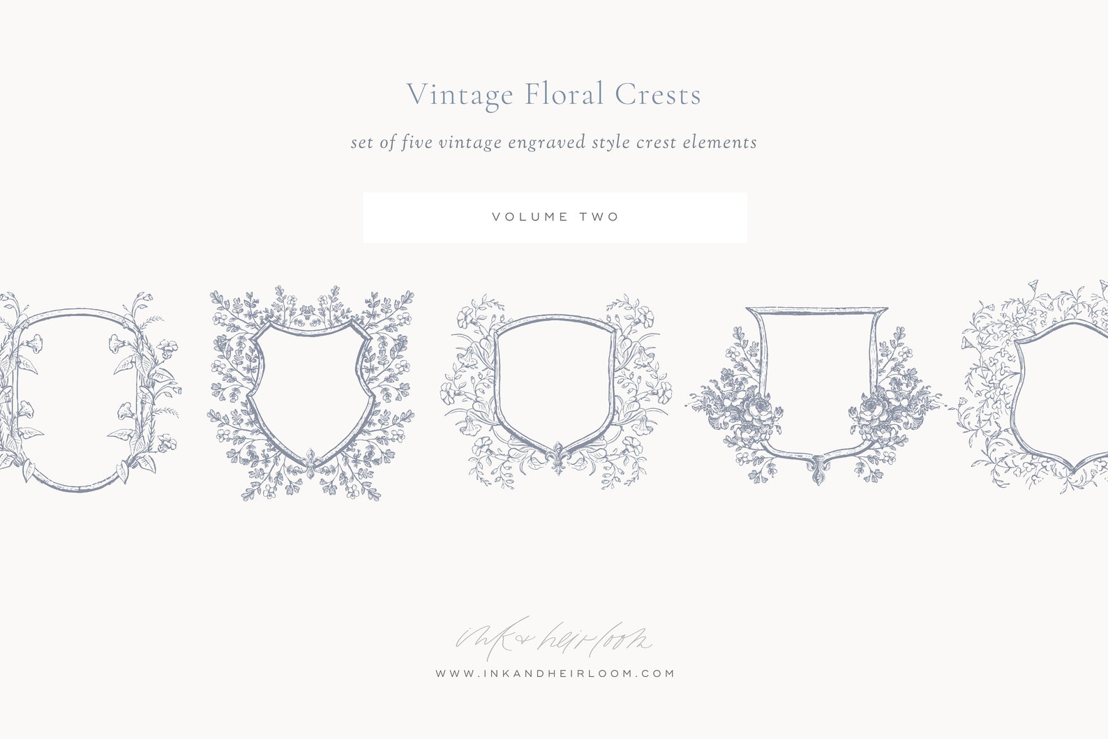 Vintage Floral Wedding Crests Engraved Volume II - Etsy