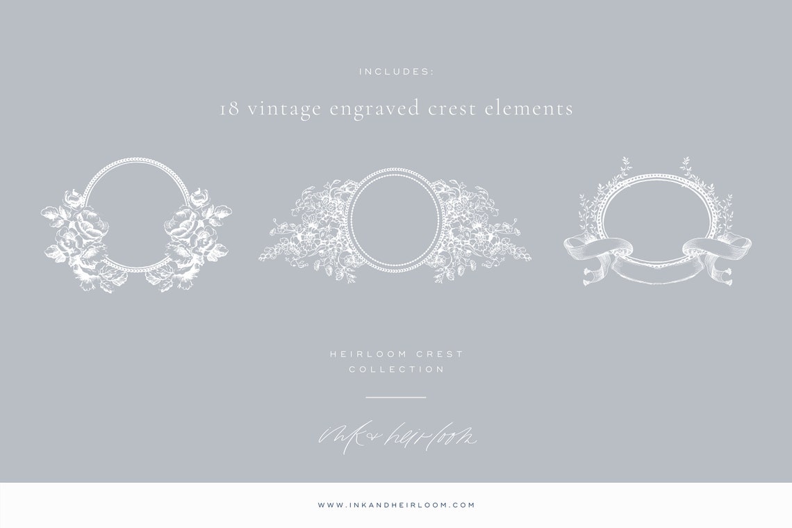 Vintage Floral Crest Mega Set Heirloom Crests Wedding | Etsy