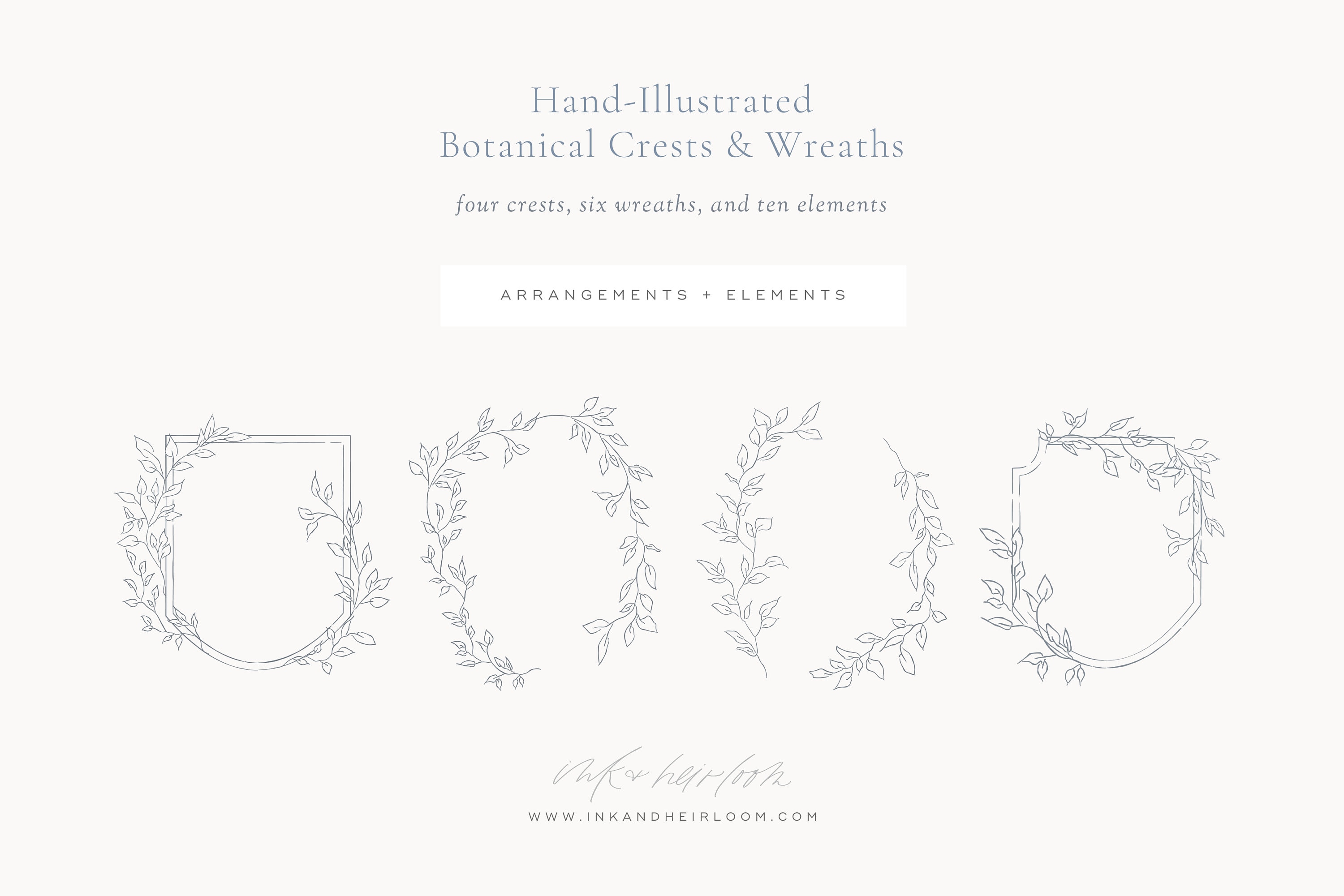Sketched Botanical Crests Volume II Hand-illustrated Crests - Etsy
