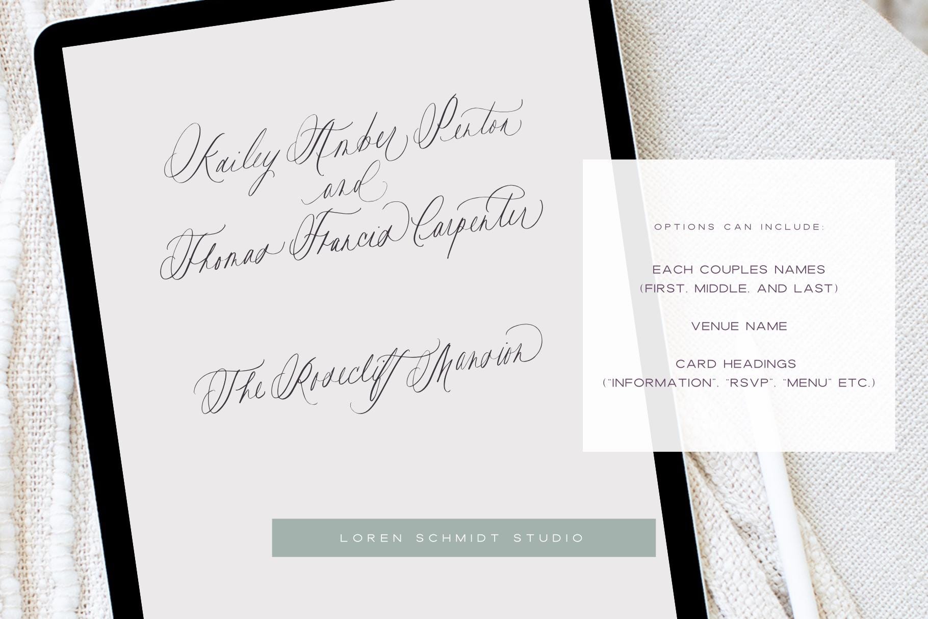 Custom Digital Hand Calligraphy Names and Venue Name for Wedding ...