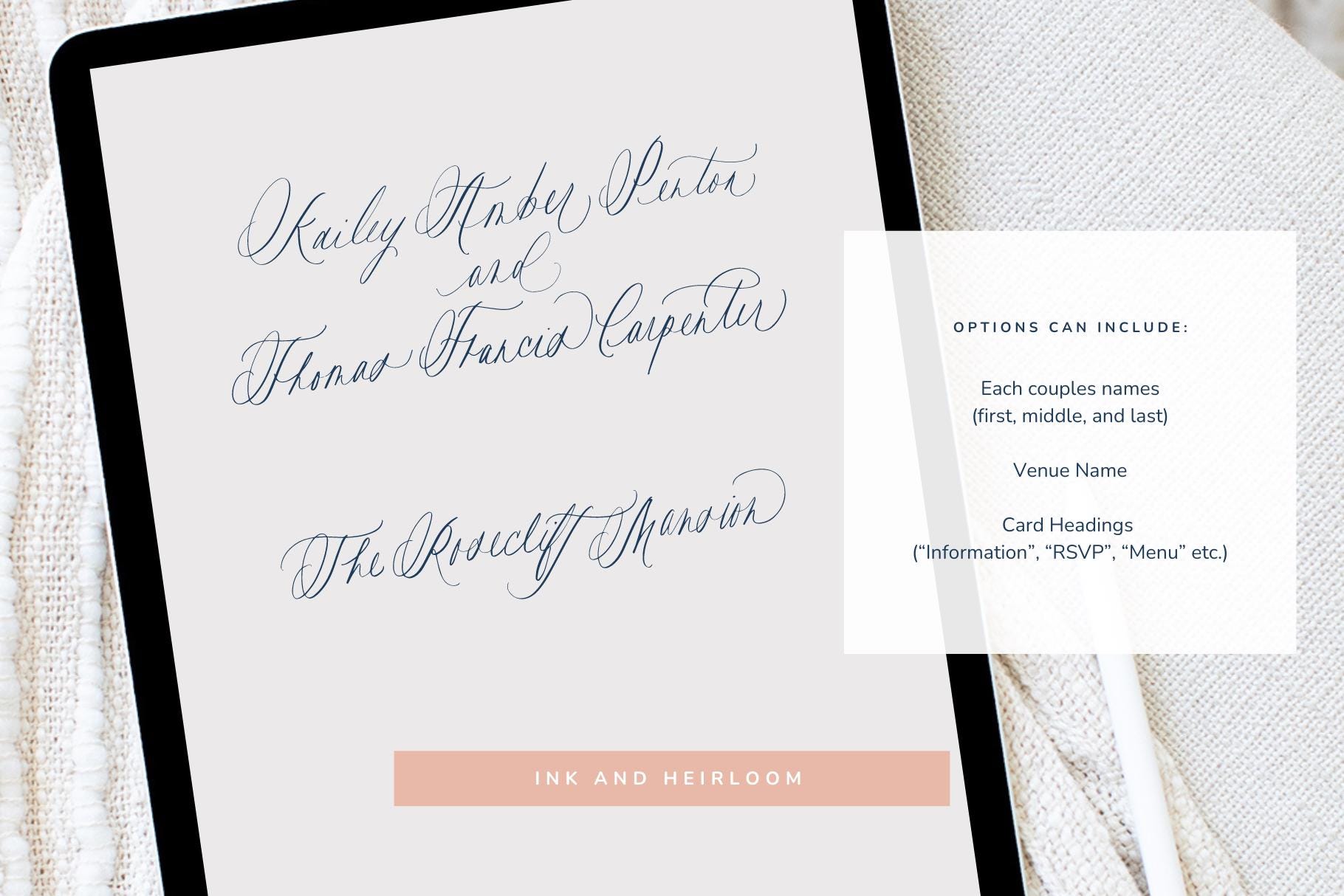 Custom Digital Hand Calligraphy Names and Venue Name for Wedding ...