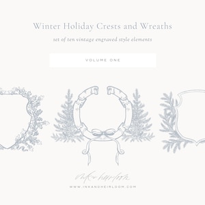 Winter and Holiday Vintage Crests and Wreaths, Christmas - Etsy