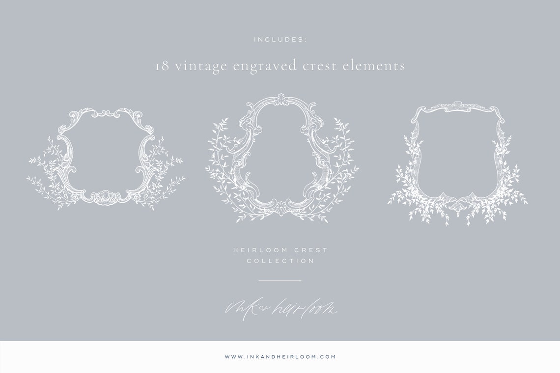 Vintage Floral Crest Mega Set Heirloom Crests Wedding - Etsy