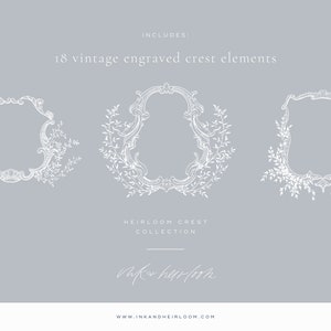 Vintage Floral Crest Mega Set Heirloom Crests Wedding Crest - Etsy