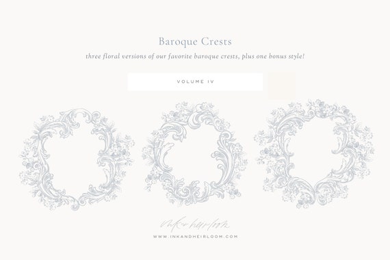 Floral Baroque Crests Vintage Floral Wedding Crests - Etsy