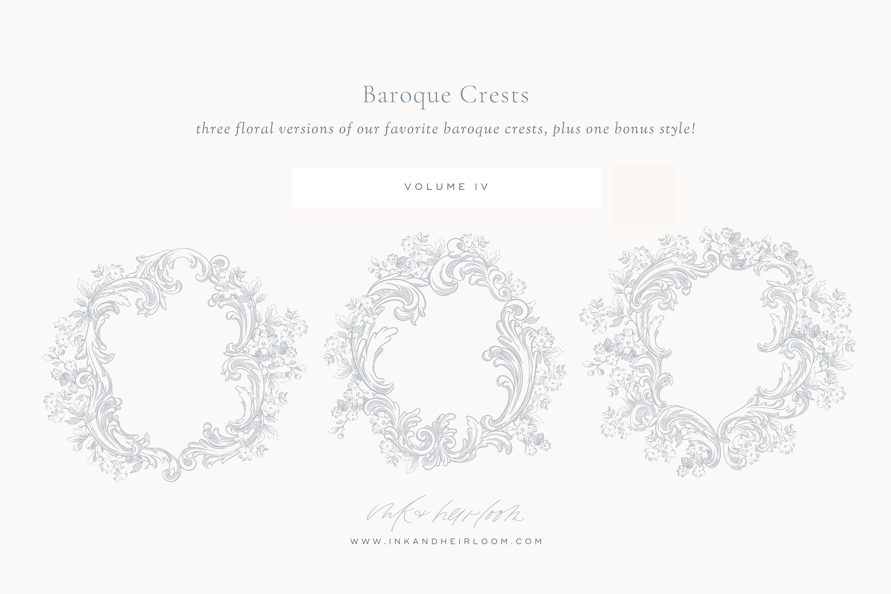 Floral Baroque Crests Vintage Floral Wedding Crests - Etsy