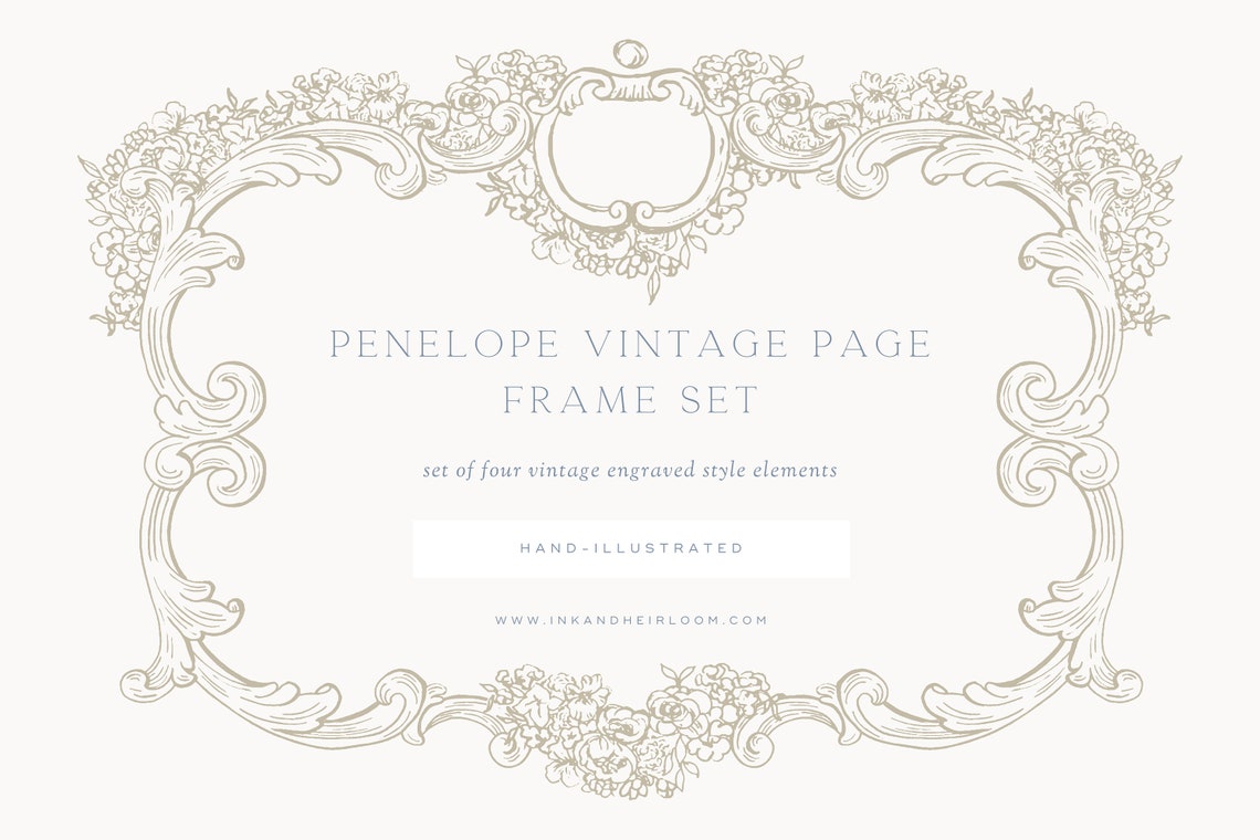 Hand-illustrated Floral Page Frames Wedding Stationery - Etsy