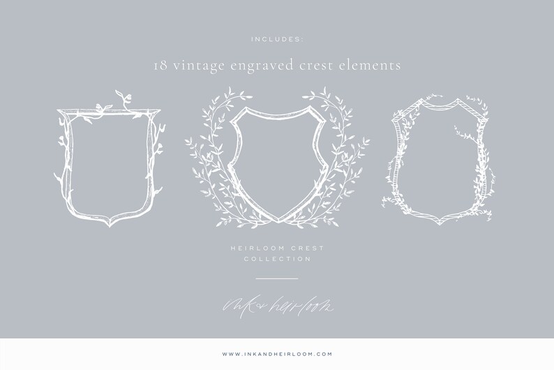 Vintage Floral Crest Mega Set Heirloom Crests Wedding | Etsy