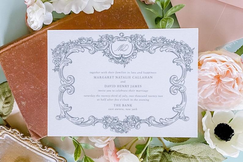 Hand-illustrated Floral Page Frames Wedding Stationery - Etsy