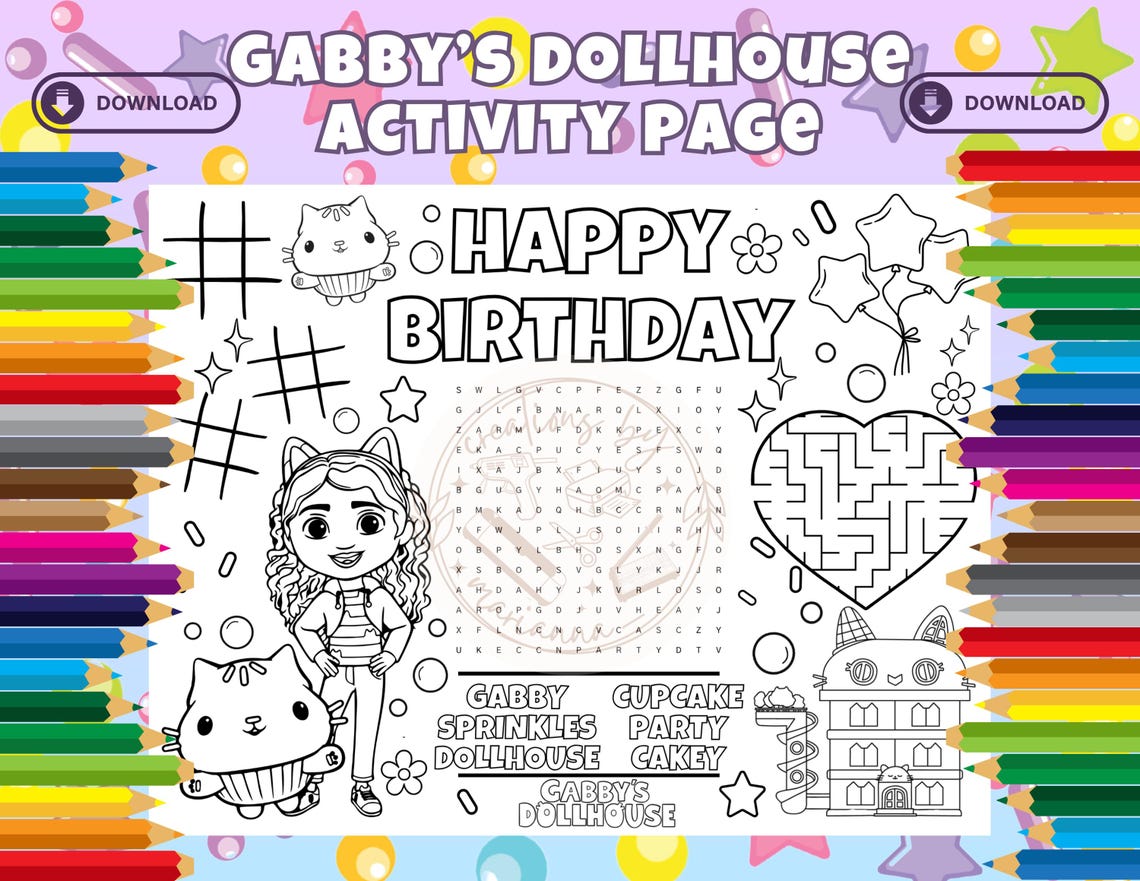Gabby’s Dollhouse Activity Sheet | Printable Coloring Page | Kids ...