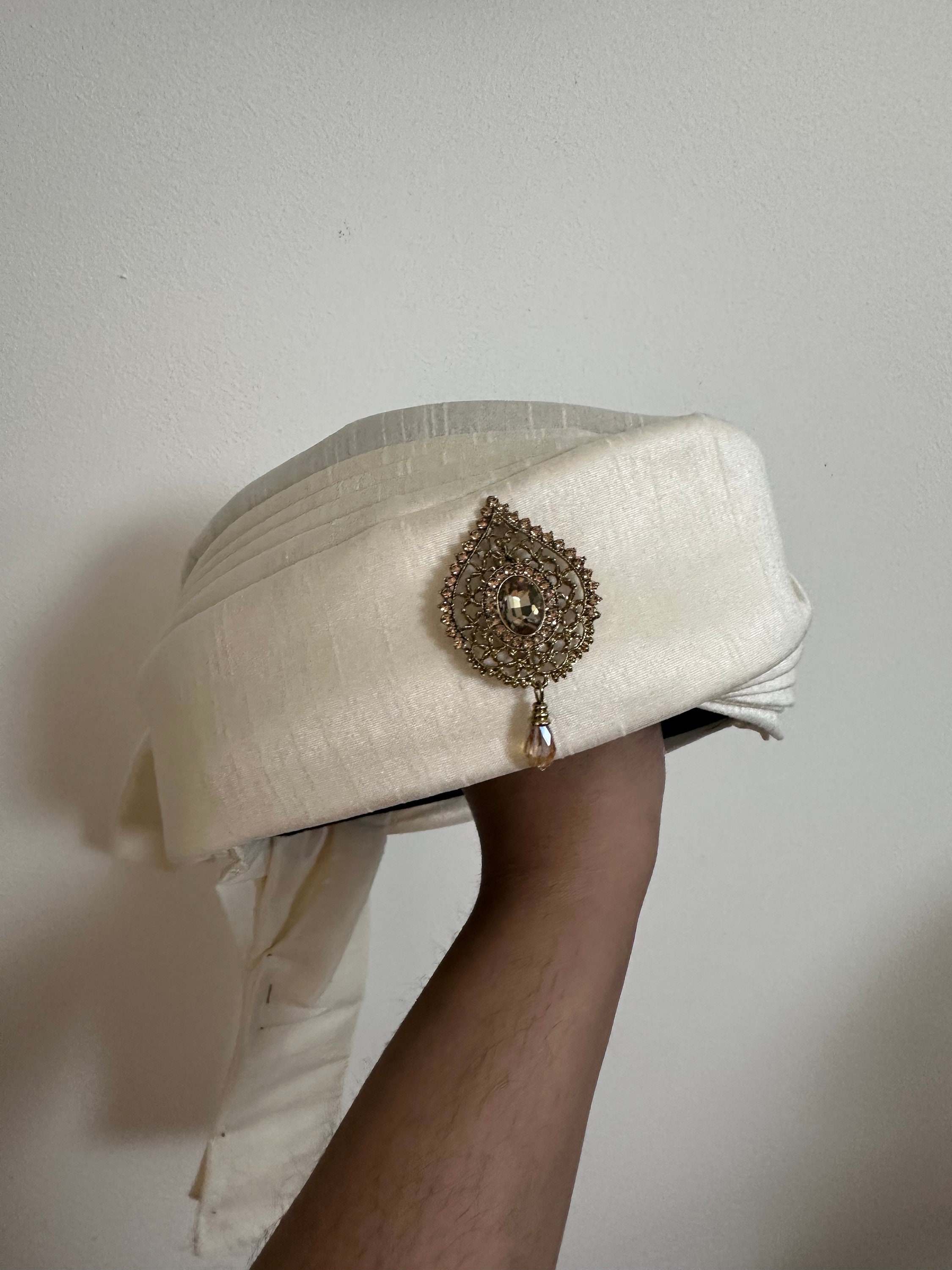 Cream Ivory CUSTOM MADE Indian Turban for Men, Groom, Pagri Fagri Safa ...