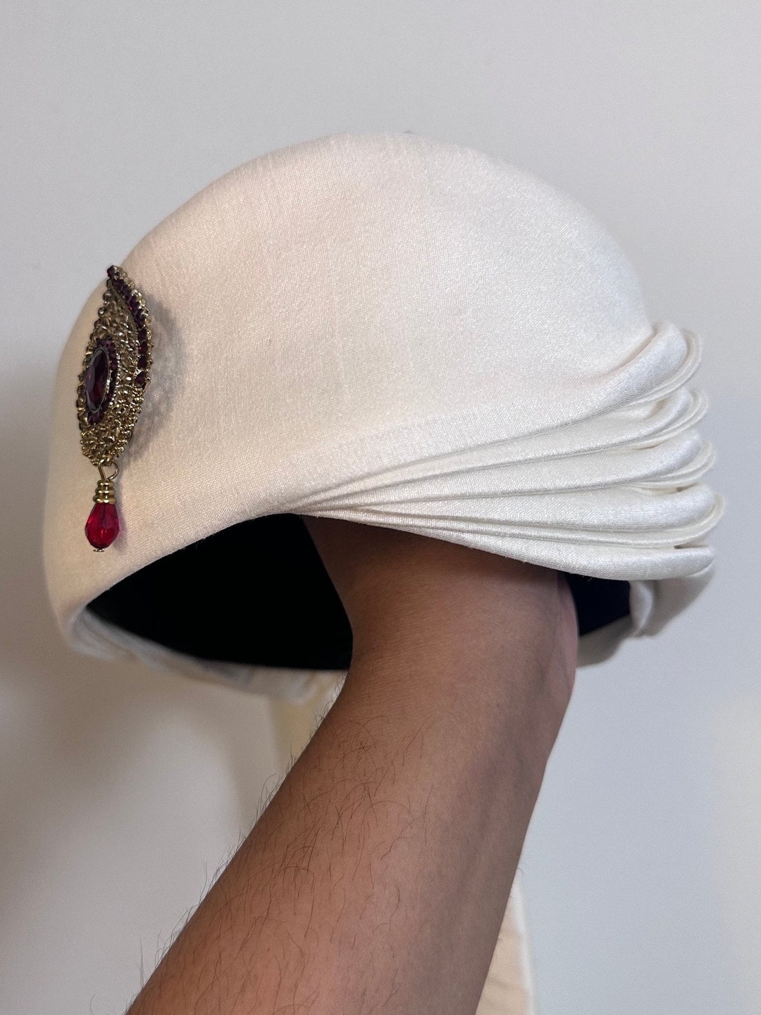 White CUSTOM MADE Indian Turban for Men, Groom, Pagri Fagri Safa for ...