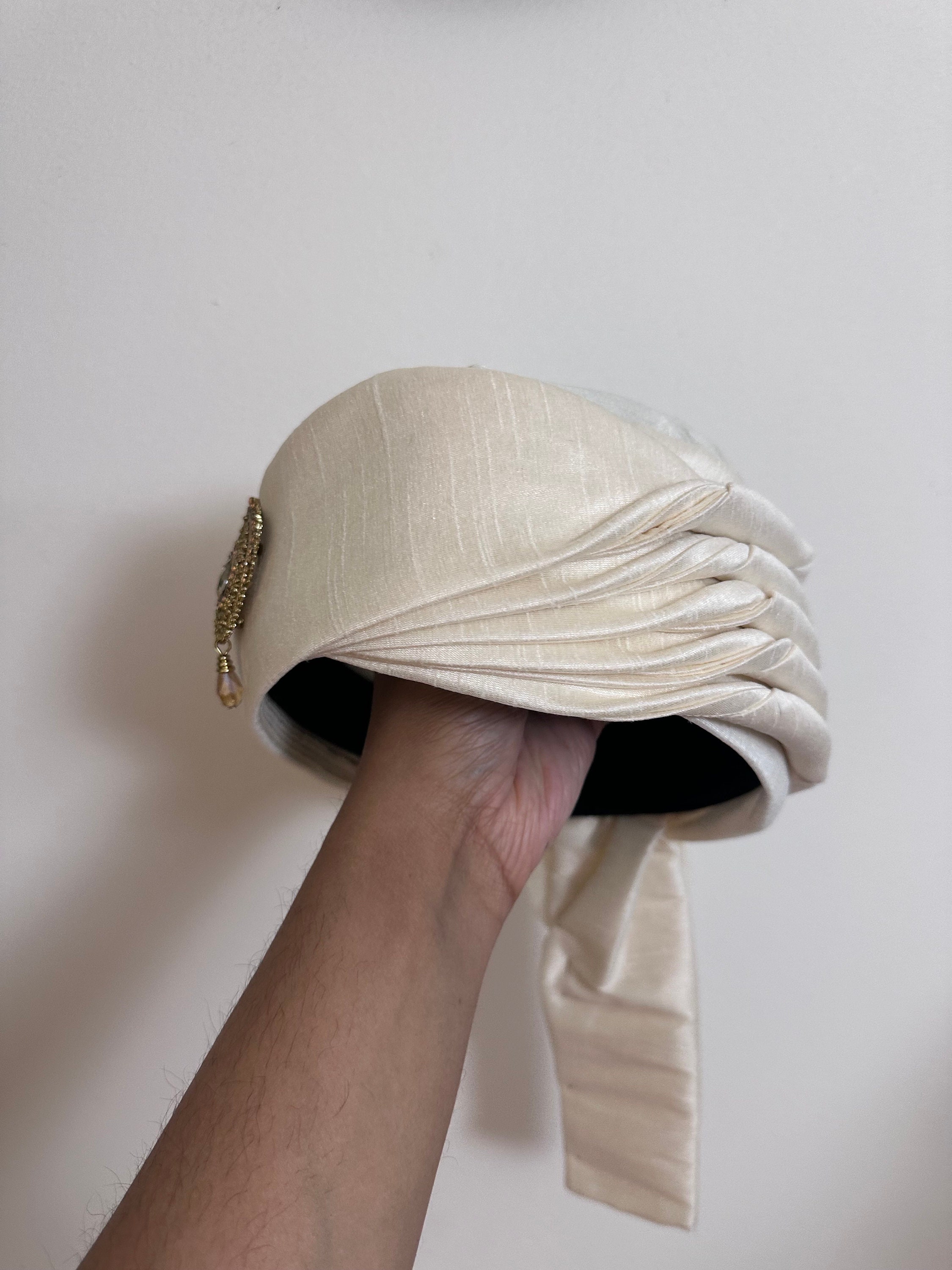 Cream Ivory CUSTOM MADE Indian Turban for Men, Groom, Pagri Fagri Safa ...