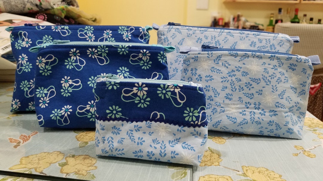 Zipper Pouch, 3 Sizes, Blue Designs - Etsy