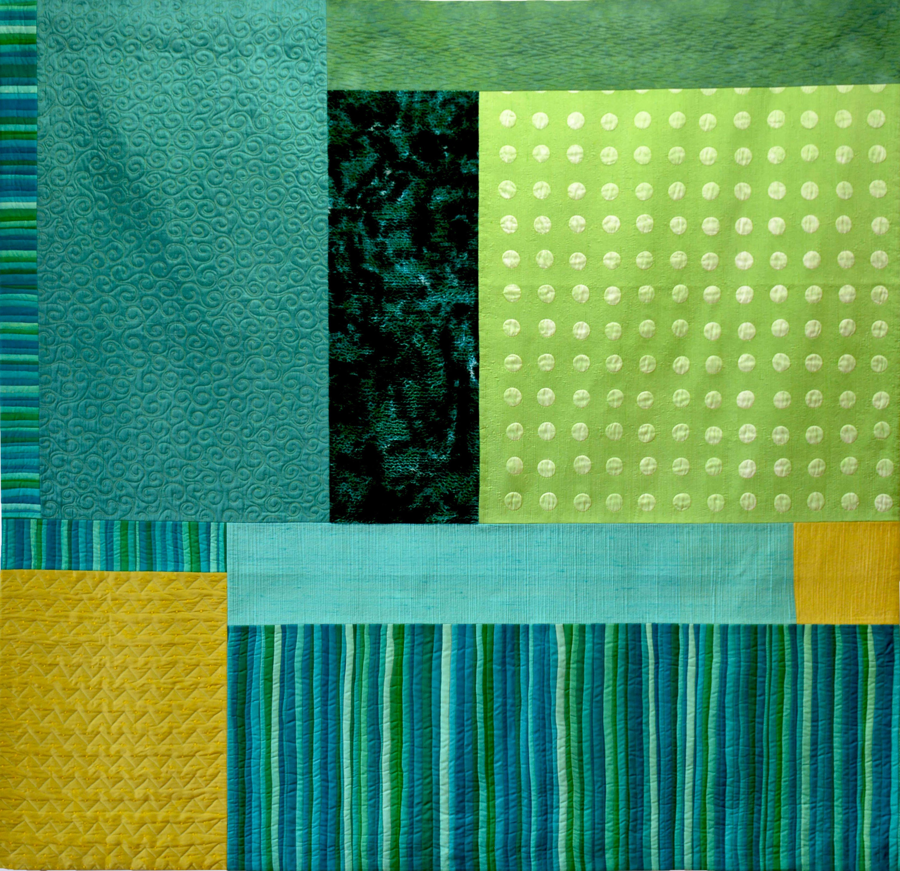Minimalist Quilted Tapestry: Turquoise Green Geometric Silk Wall Art - Etsy