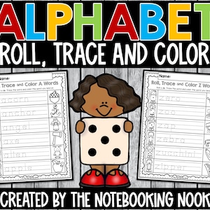 Alphabet Roll, Trace, and Color - Etsy