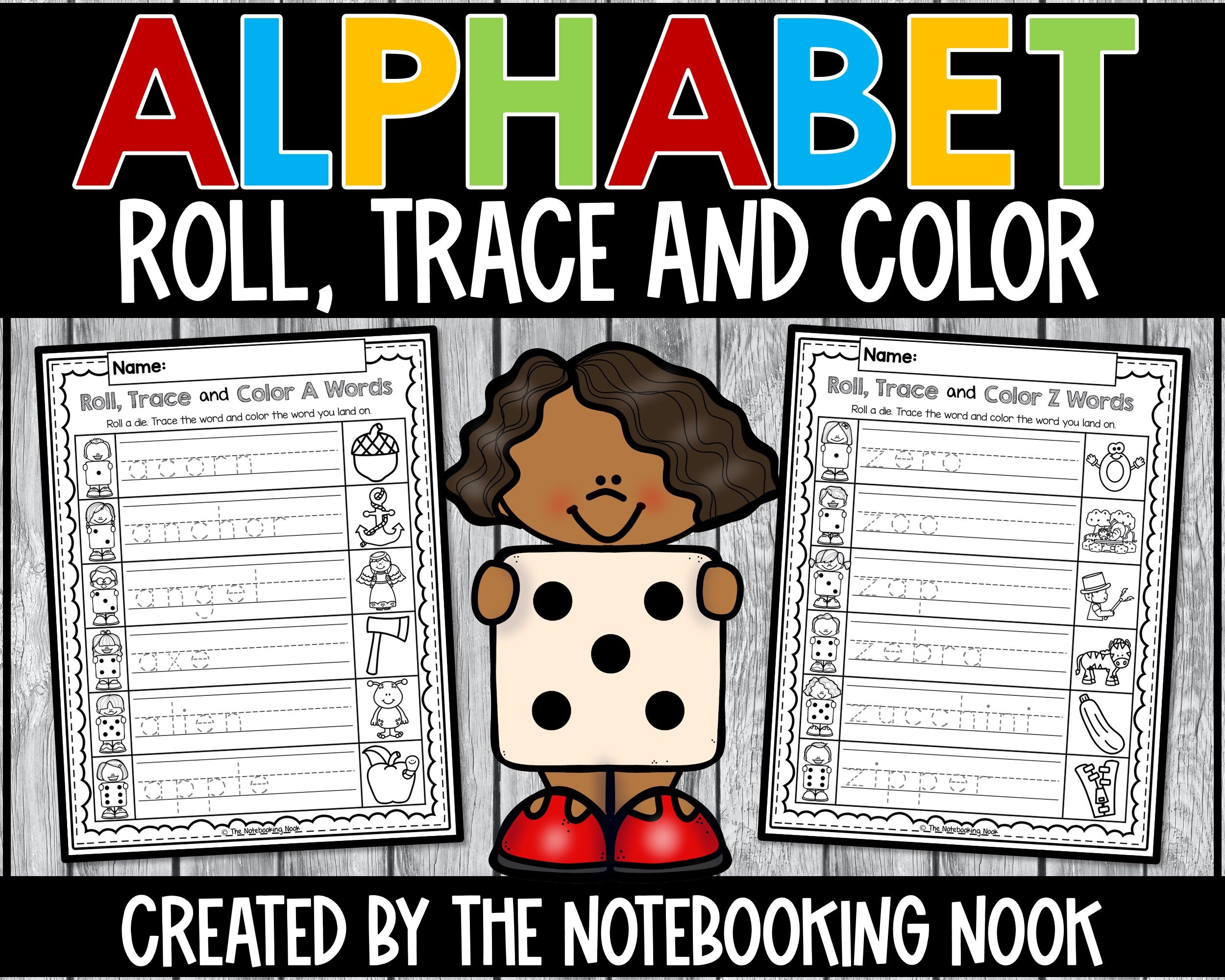 Alphabet Roll, Trace, and Color - Etsy
