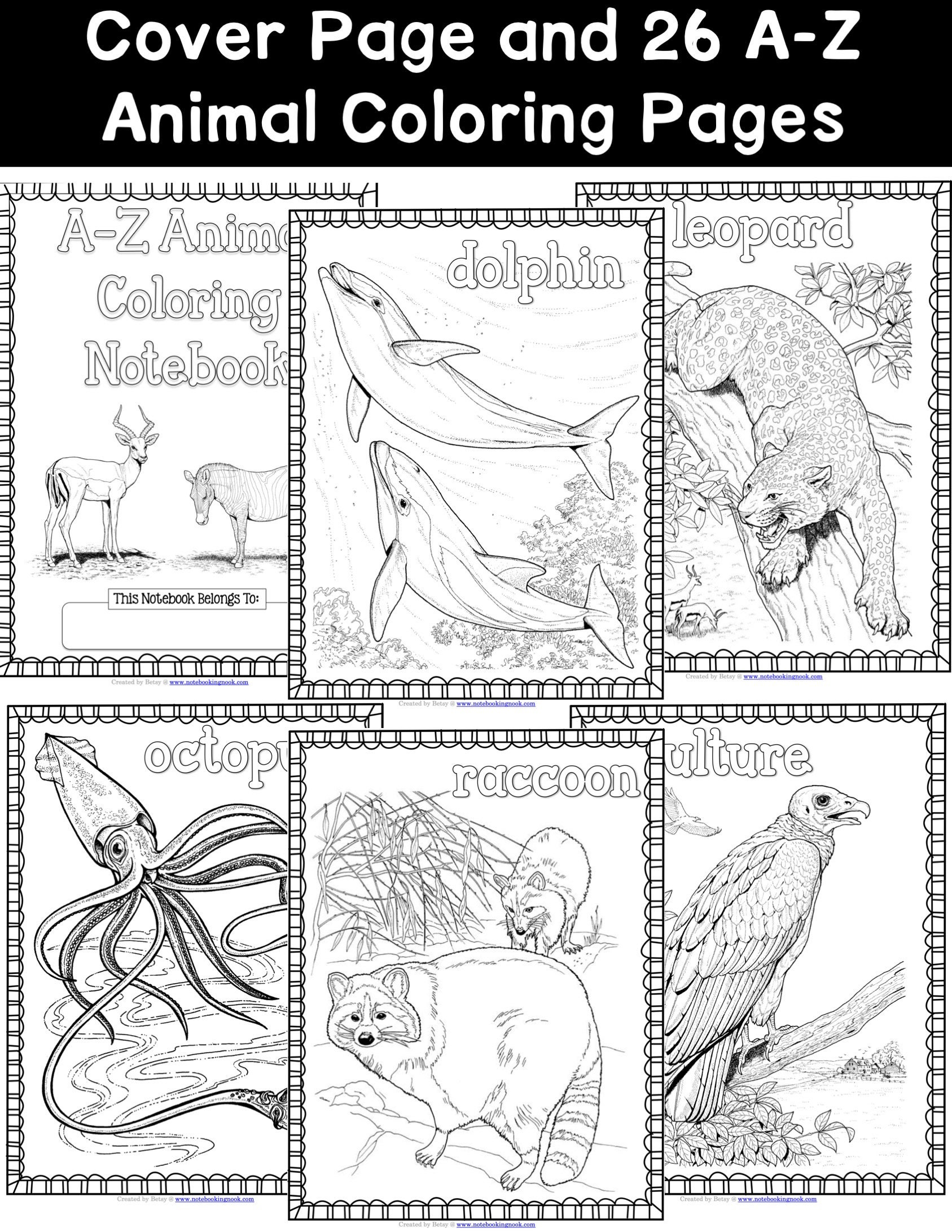 A-Z Animal Coloring Pages - Etsy