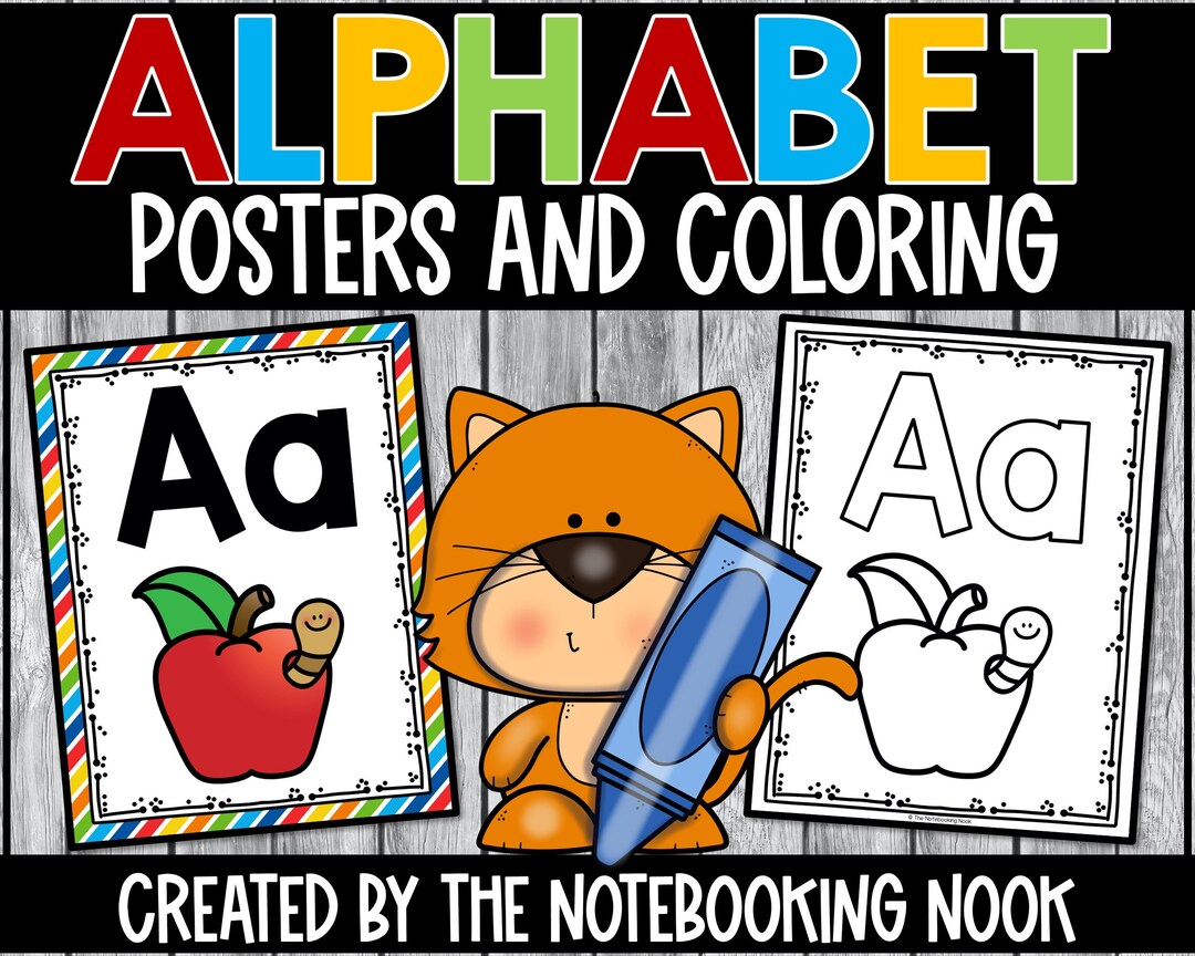 Alphabet Posters and Coloring Pages - Etsy