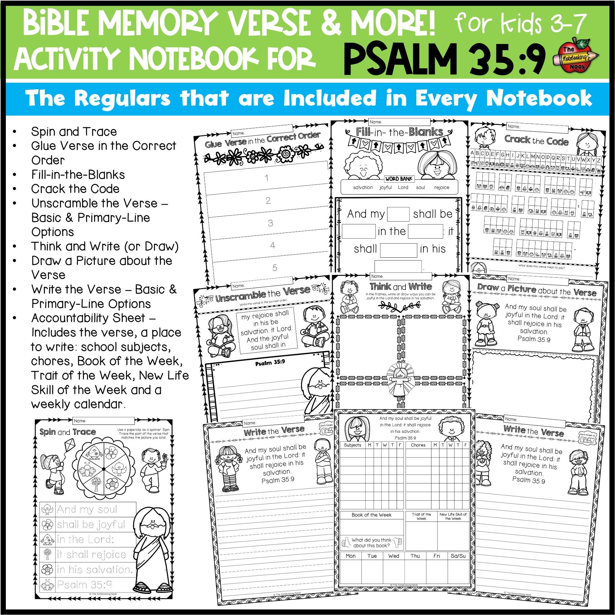 Bible Memory Verse KJV Activity Notebook for Psalm 35:9 - Etsy