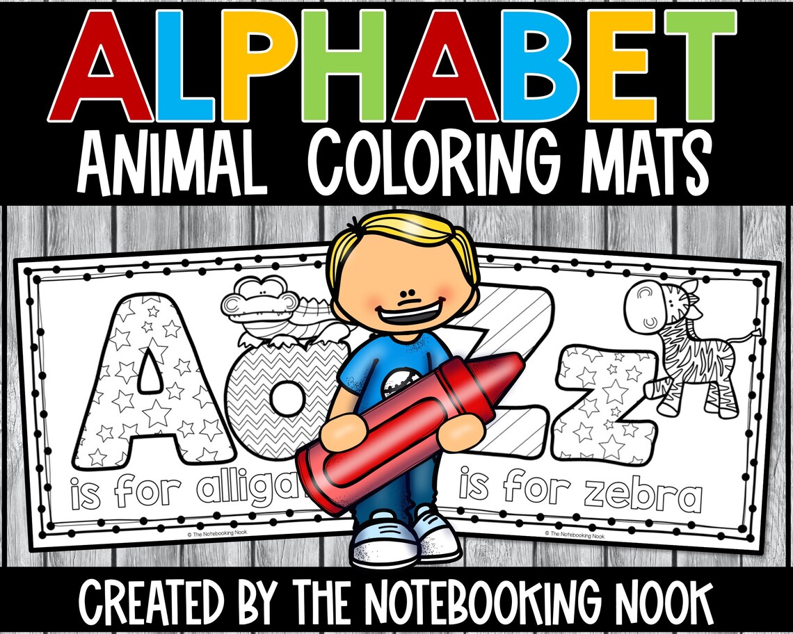 Alphabet Animal Coloring Mats - Etsy