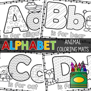 Alphabet Animal Coloring Mats - Etsy