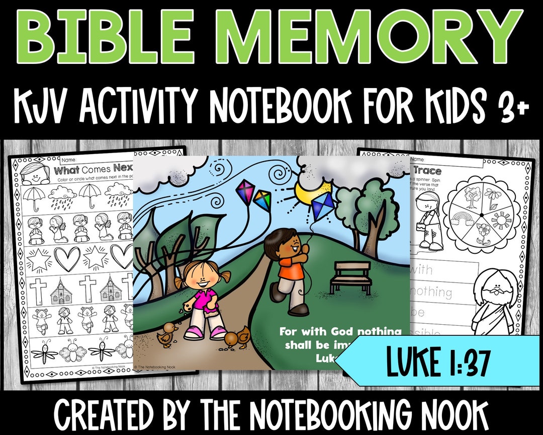 Bible Memory Verse (KJV) Activity Notebook for Luke 1:37 - Etsy