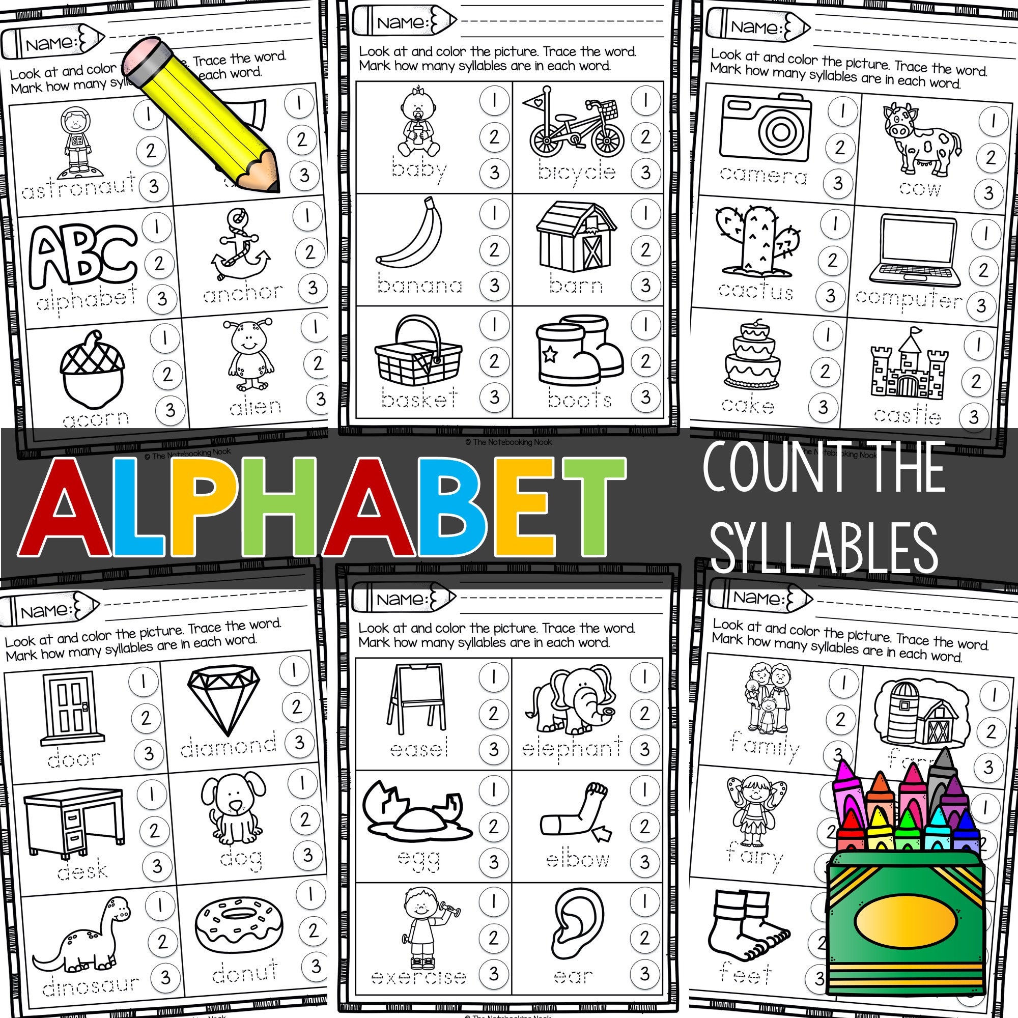 Alphabet Count the Syllables - Etsy