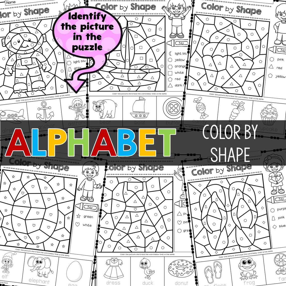 Alphabet Color by Shape | Etsy