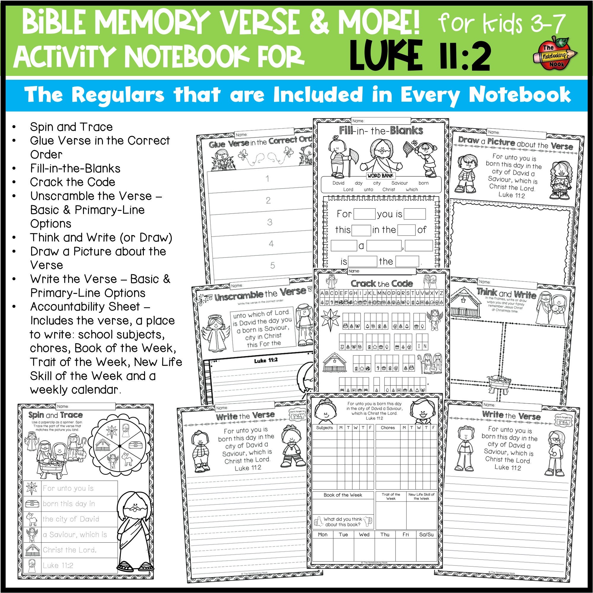 Bible Memory Verse (KJV) Activity Notebook for Luke 11:2 - Etsy