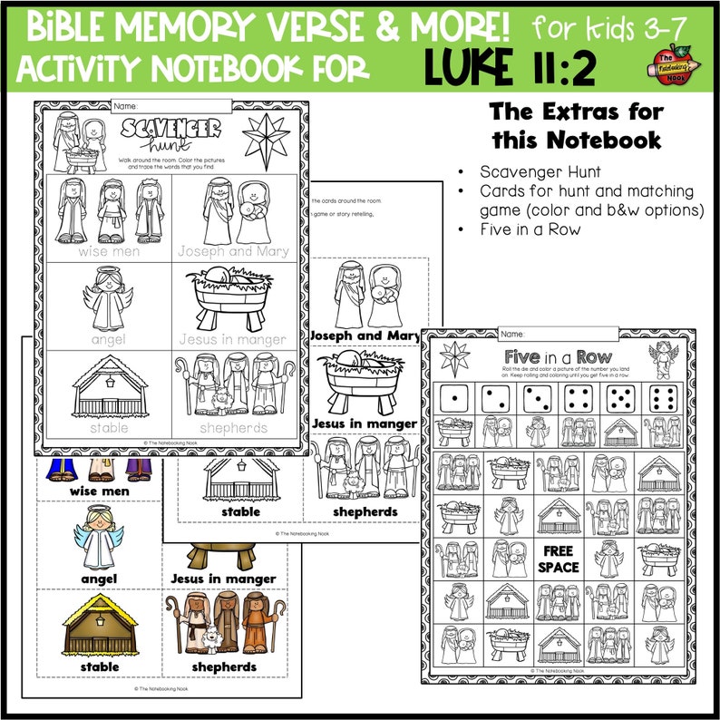 Bible Memory Verse KJV Activity Notebook for Luke 11:2 - Etsy