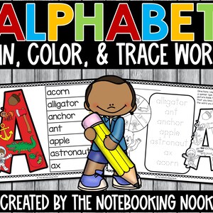 Alphabet Spin, Color, and Trace Words - Etsy