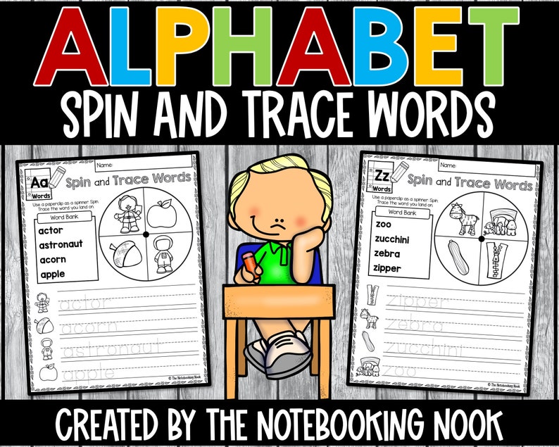 Alphabet Spin and Trace Words - Etsy