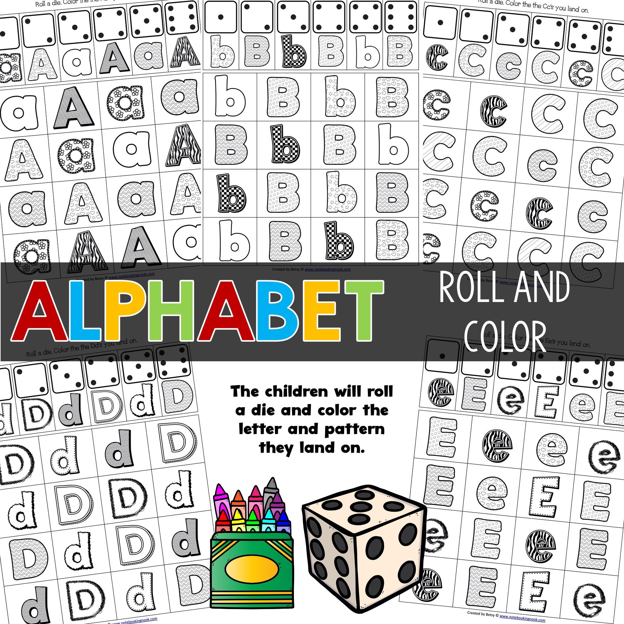Alphabet Roll and Color - Etsy