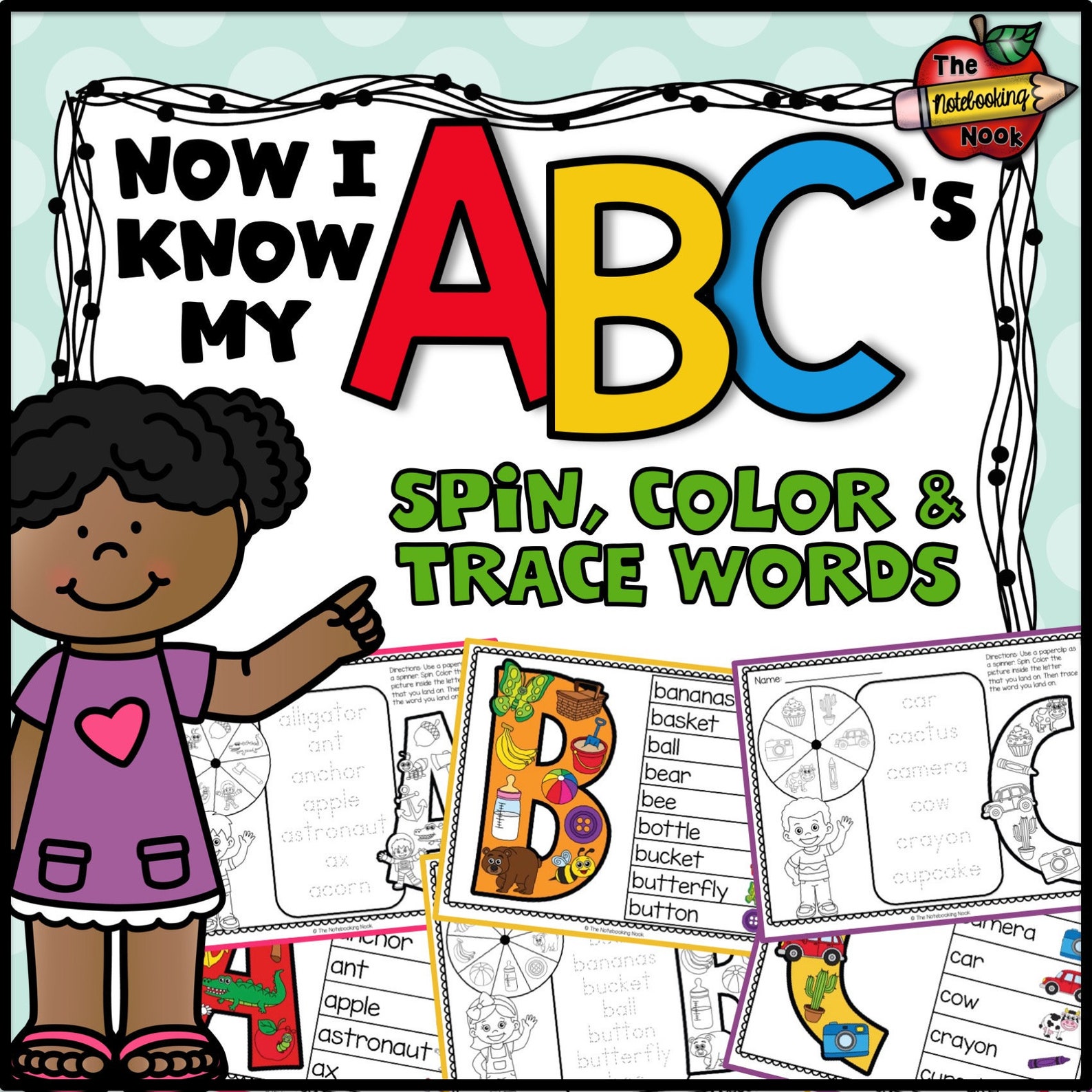 Alphabet Spin Color and Trace Words | Etsy