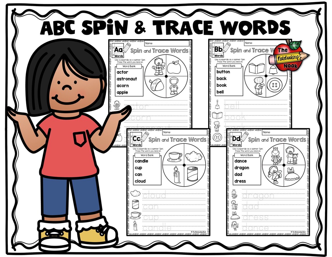 Alphabet Spin and Trace Words | Etsy