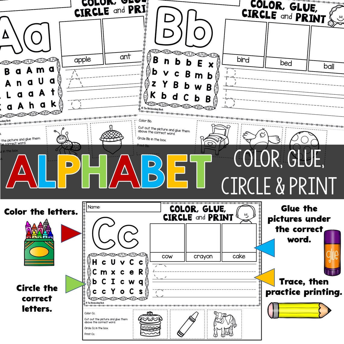 Alphabet Color Glue Circle Print - Etsy