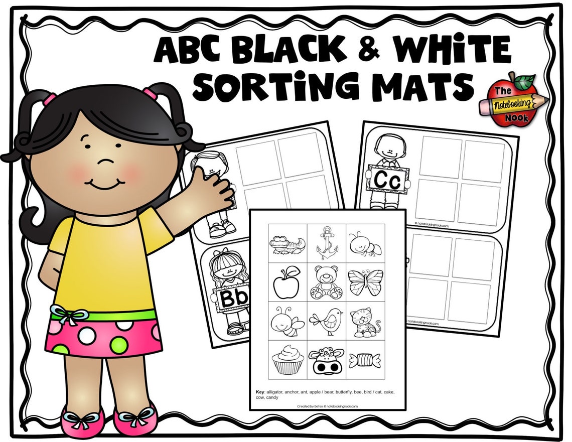 Alphabet Sorting Mats Black & White | Etsy