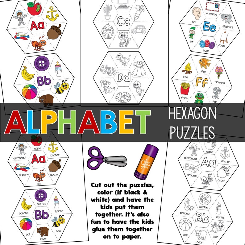 Alphabet Hexagon Puzzles - Etsy