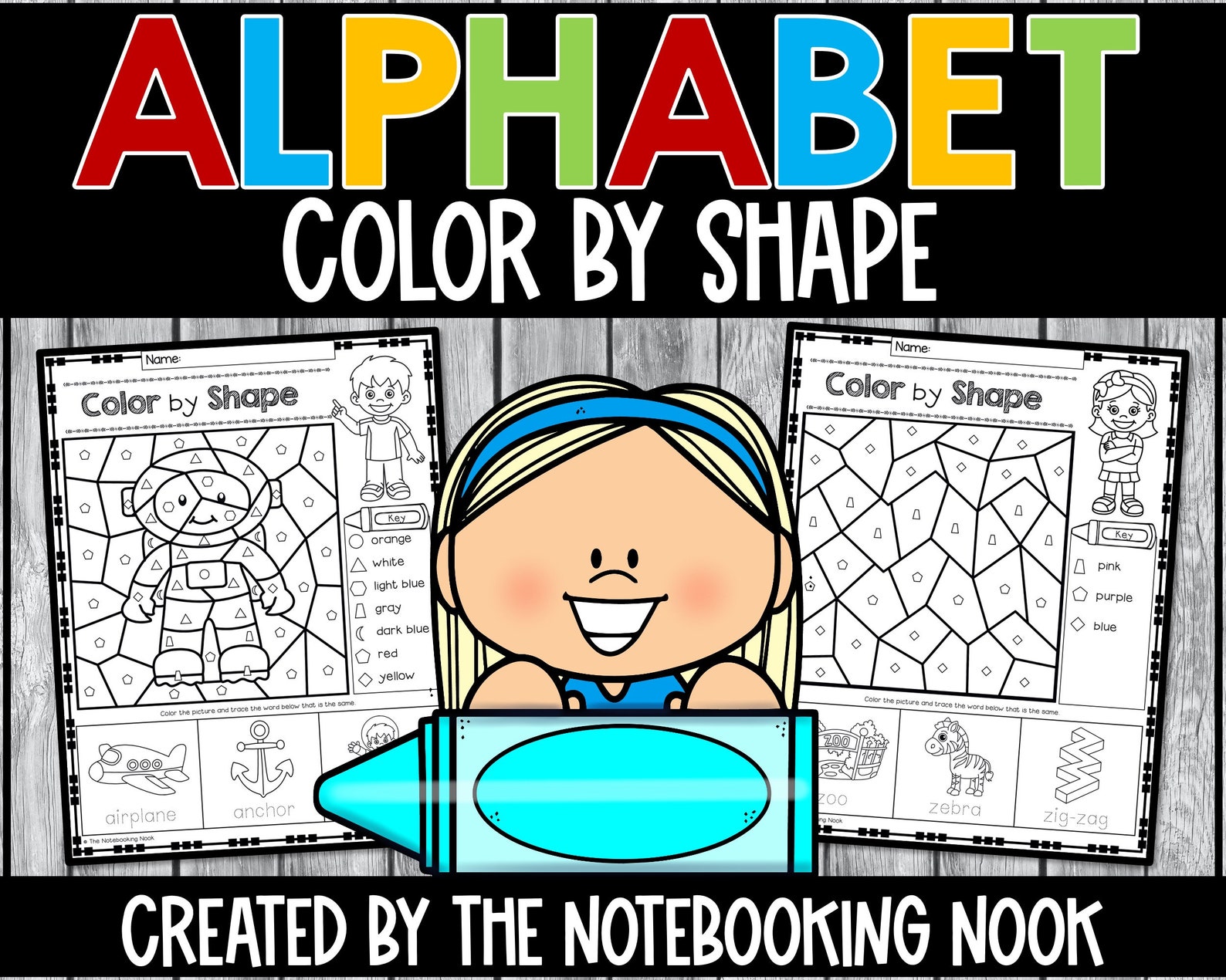 Alphabet Color by Shape | Etsy