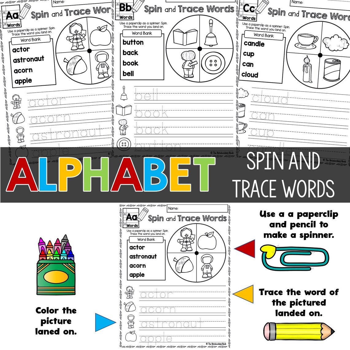 Alphabet Spin and Trace Words - Etsy