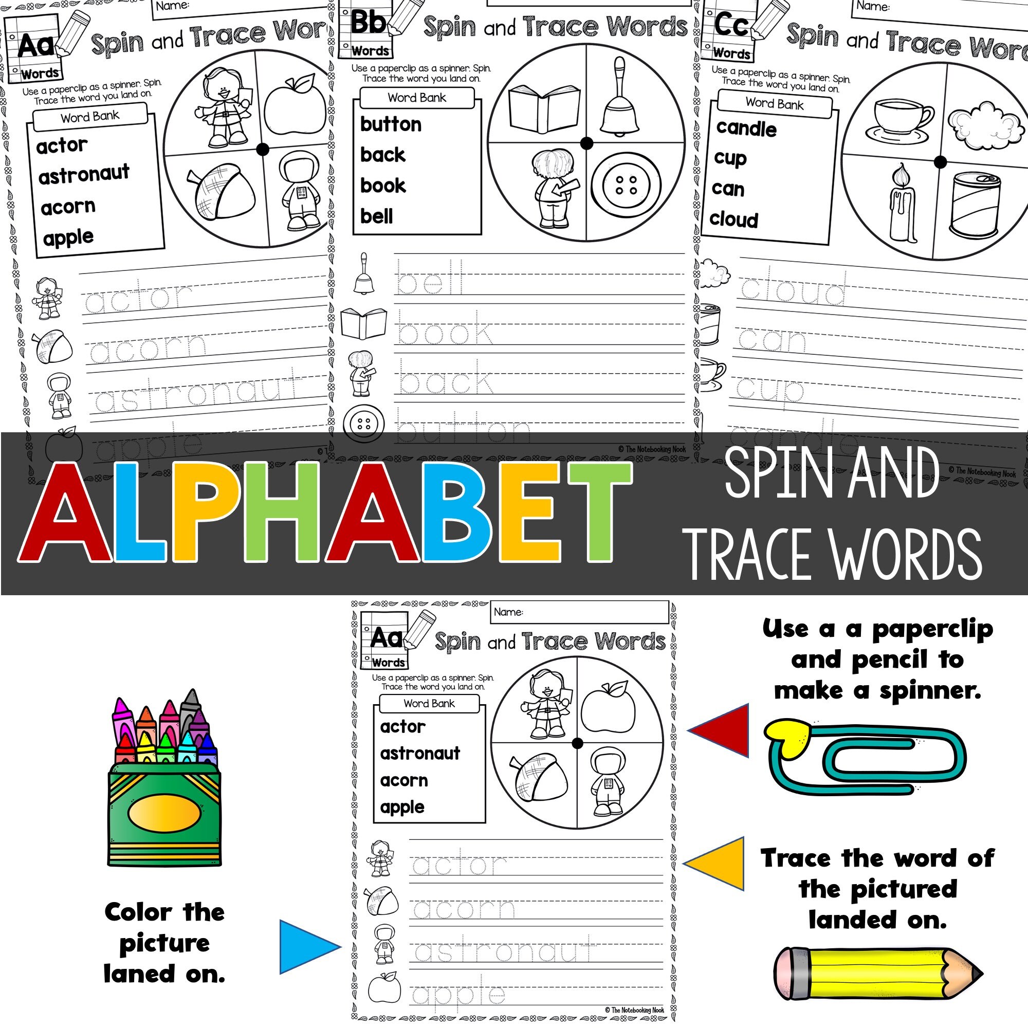 Alphabet Spin and Trace Words - Etsy