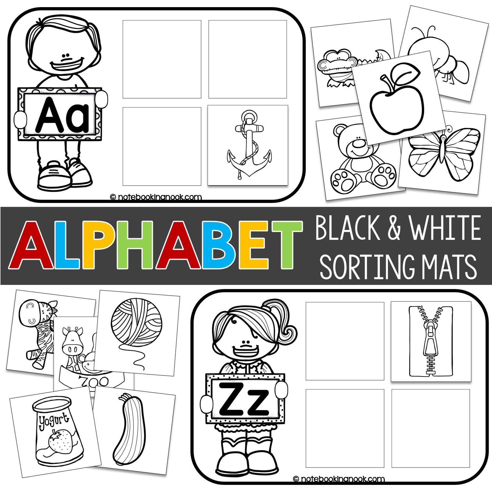 Alphabet Sorting Mats (black & White) - Etsy