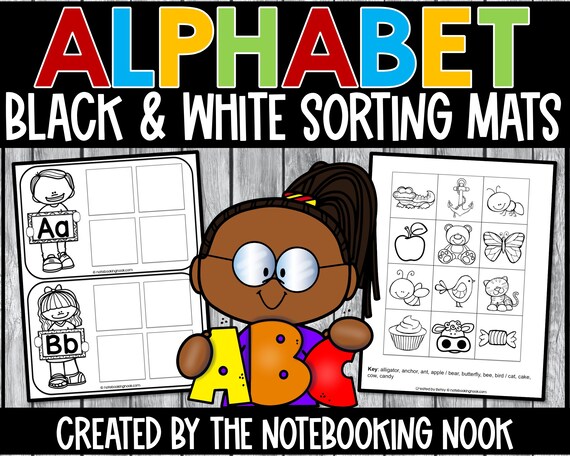 Alphabet Sorting Mats black & White | Etsy