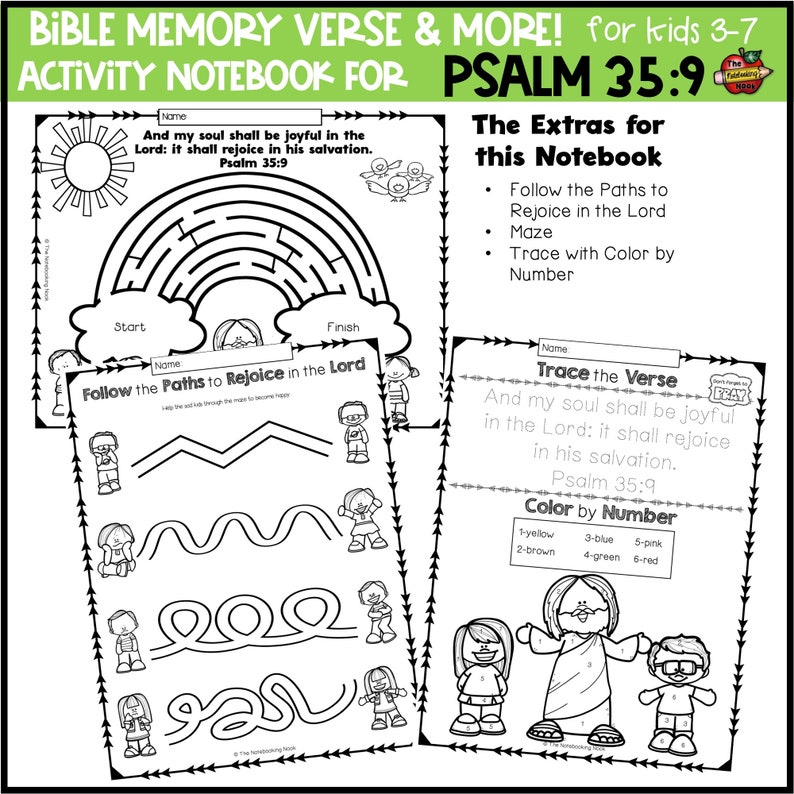 Bible Memory Verse (KJV) Activity Notebook for Psalm 35:9 - Etsy